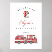 Firetruck Firefighter Baby Shower Welcome Sign | Zazzle
