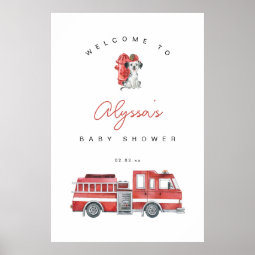 Firetruck Firefighter Baby Shower Welcome Sign | Zazzle