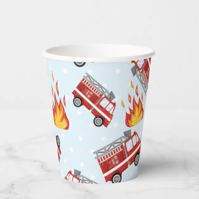 Firetruck Firefighter Birthday Party Paper Plates Paper Cups | Zazzle