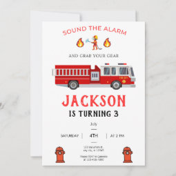 Firetruck Invitation, Fire truck Birthday Invitation | Zazzle