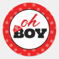 Firetruck Oh Boy Baby Shower Party Stickers | Zazzle