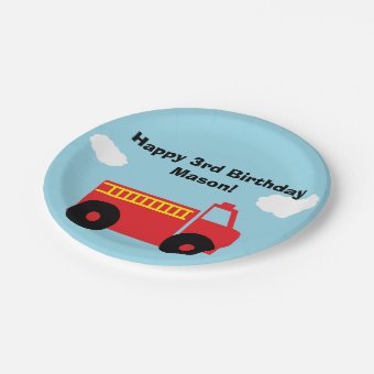 "Firetruck" Personalized Paper Plates | Zazzle