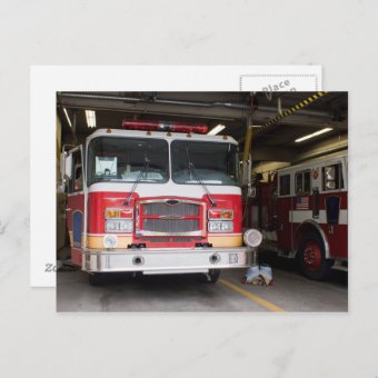 Firetrucks Parked at the Station Postcard | Zazzle