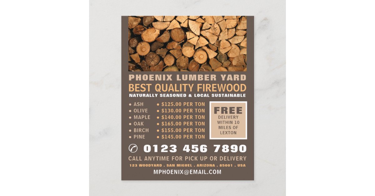 Firewood, Lumber/Timber/Wood Yard Flyer | Zazzle