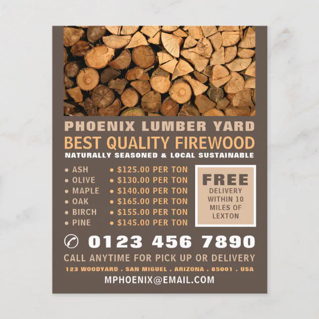 Firewood, Lumber/Timber/Wood Yard Flyer | Zazzle