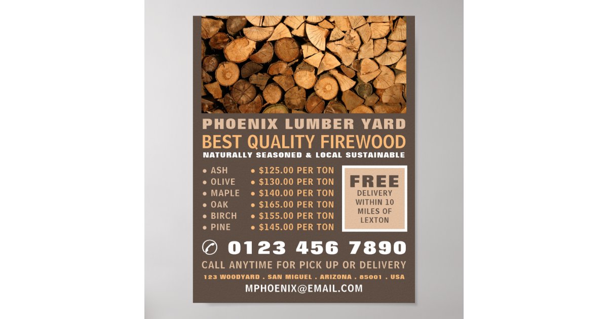 Firewood, Lumber/Timber/Wood Yard Poster | Zazzle