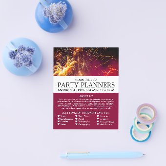 Firework Display, Party Event Planner Advertising Flyer | Zazzle