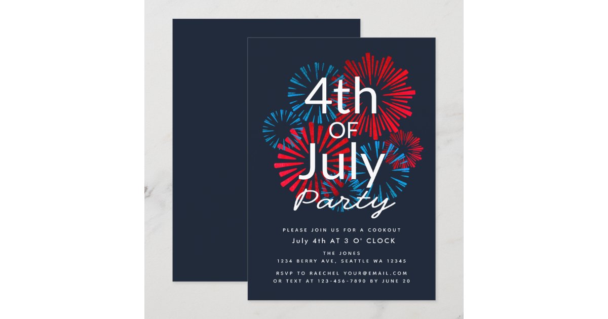 Fireworks 4TH of July Cookout Invitation | Zazzle