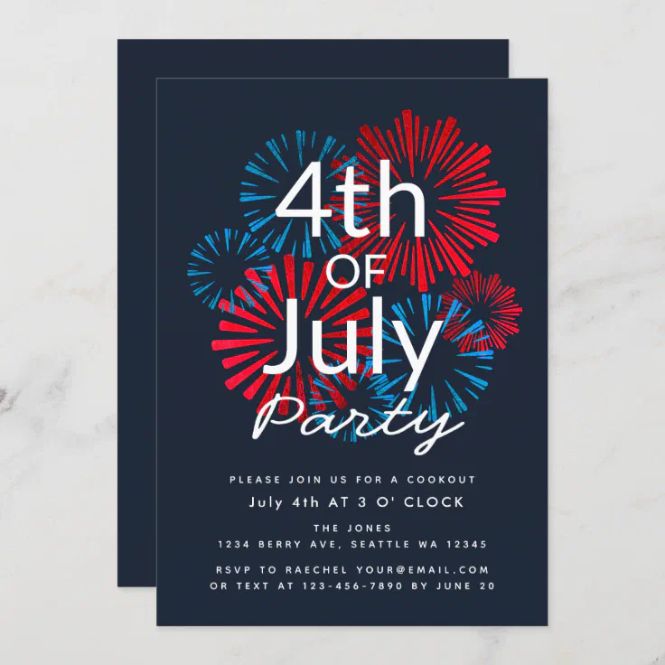 Fireworks 4TH of July Cookout Invitation | Zazzle