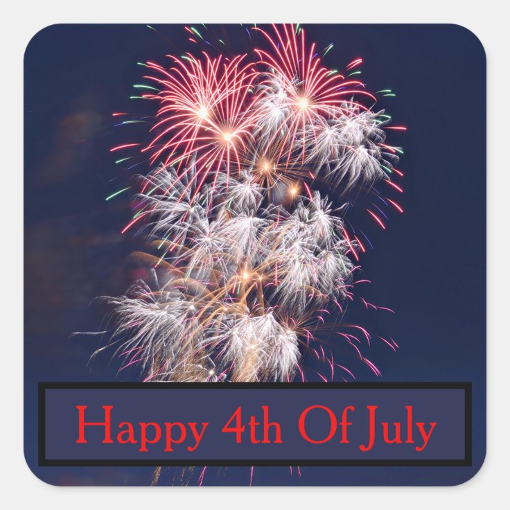 Fireworks 4th Of July Independence Day Square Sticker | Zazzle