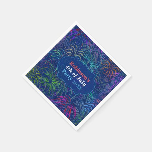 Fireworks 4th of July Party | Personalized Summer Paper Napkins | Zazzle