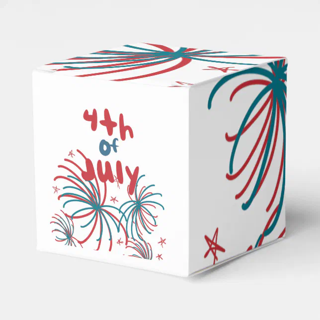 Fireworks 4th of July Stars BBQ Birthday Favor Boxes | Zazzle