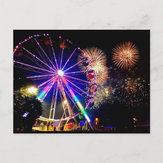 Fireworks and Ferris Wheels Postcard | Zazzle.com
