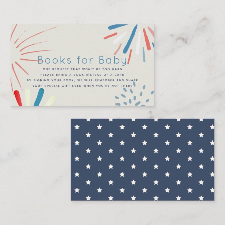 Fireworks Baby Shower Book Request Enclosure Card | Zazzle