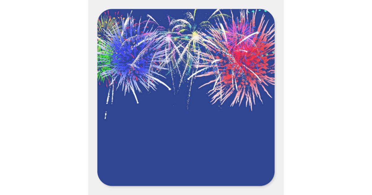 Fireworks Background Square Sticker | Zazzle
