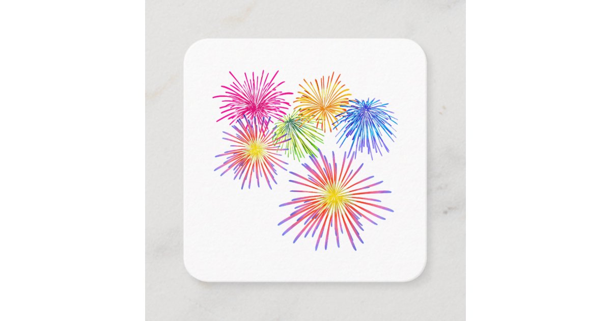 Fireworks Big Party Celebration Firecrackers Square Business Card | Zazzle
