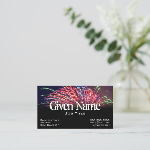 Fireworks Black Business Card | Zazzle