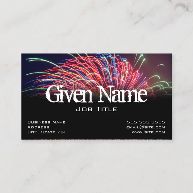Fireworks Black Business Card | Zazzle