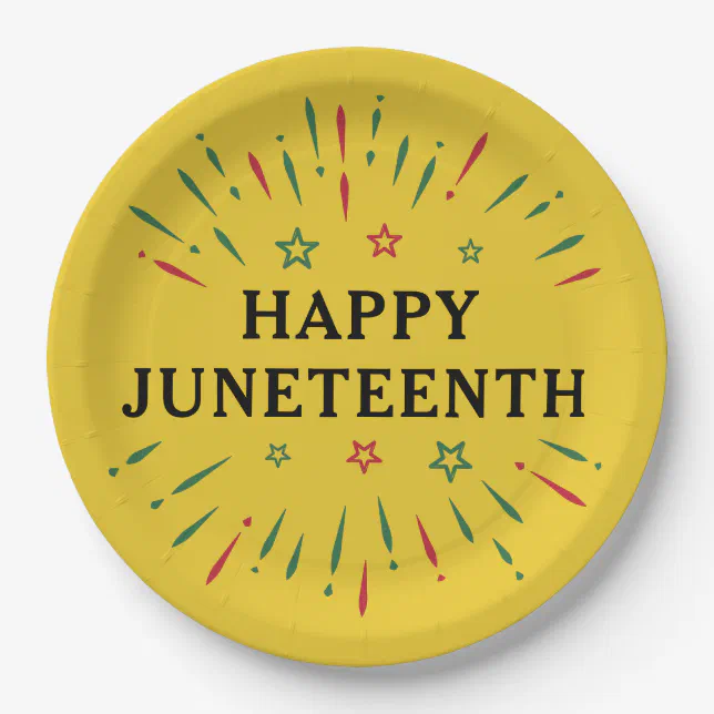 Fireworks Black Independence Day Happy Juneteenth Paper Plates | Zazzle