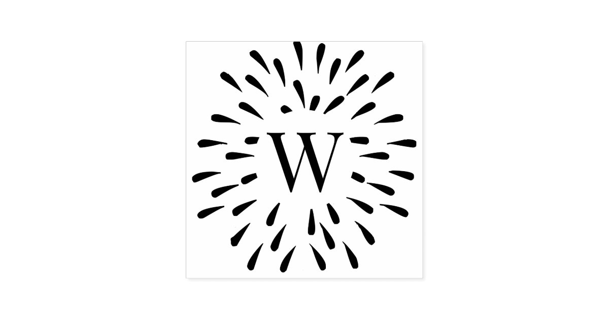 Fireworks Burst Center Single Initial Monogram #3 Self-inking Stamp ...