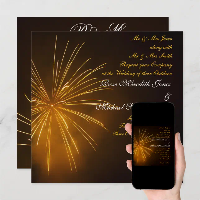 Fireworks Celebration Wedding Invitation | Zazzle
