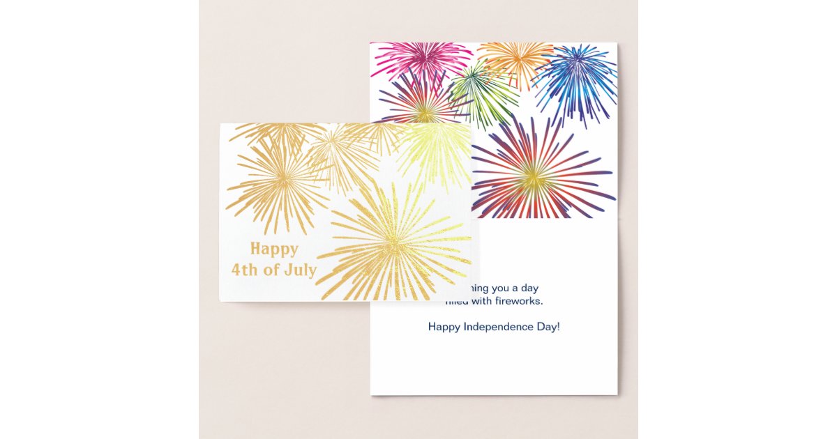 Fireworks Design July 4th Foil Card | Zazzle