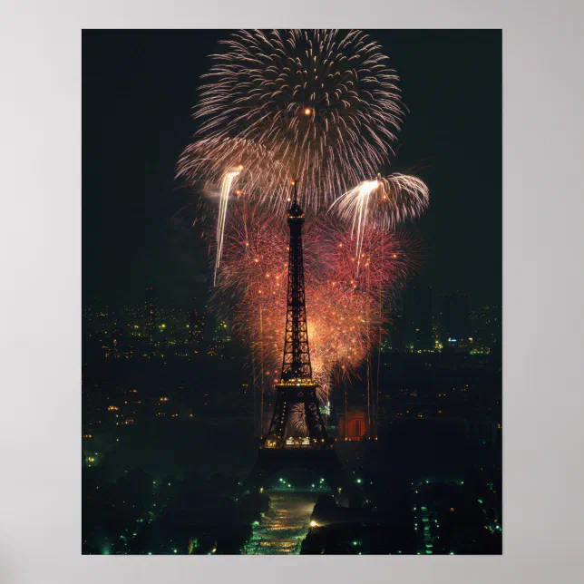 Fireworks, Eiffel Tower, Paris, France Poster | Zazzle