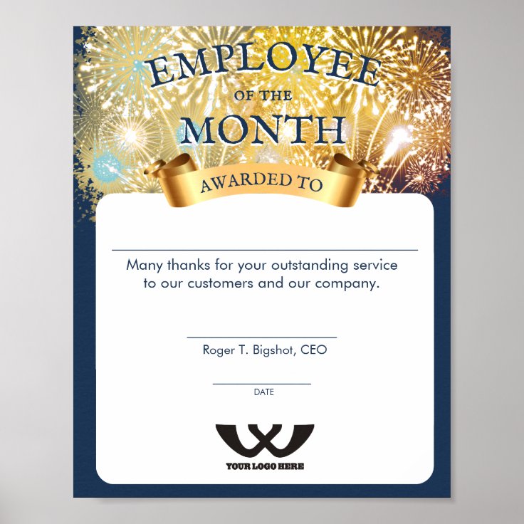 Fireworks employee of the month award certificate poster | Zazzle
