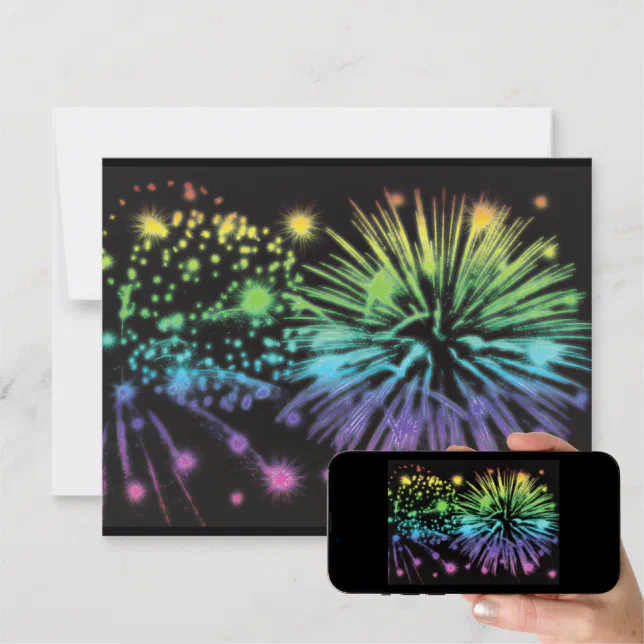 Fireworks exploding festive personalized invitation | Zazzle