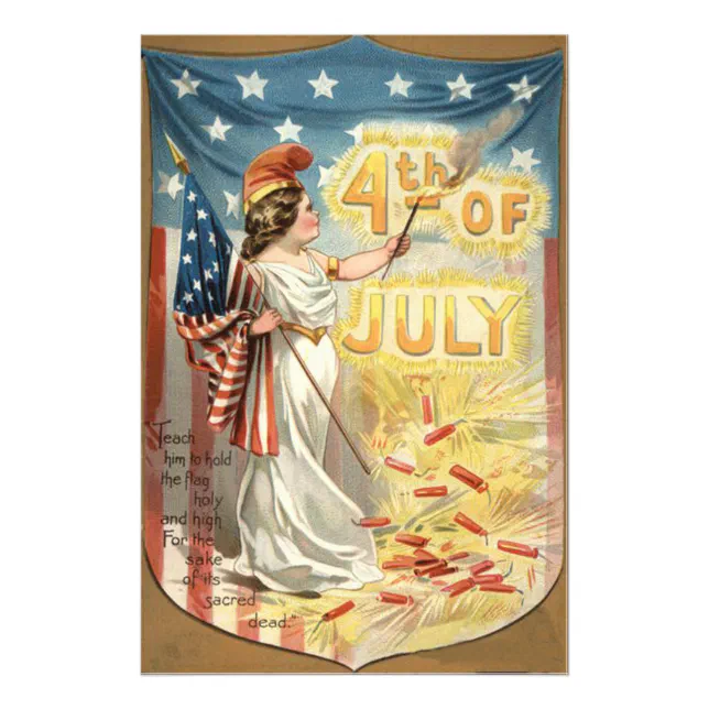 Fireworks Firecracker Lady Liberty US Flag Photo Print | Zazzle