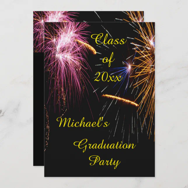 Fireworks Graduation Party Invitation | Zazzle