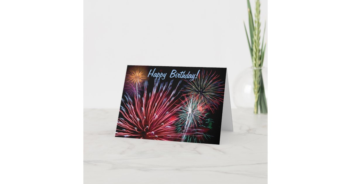 Fireworks, Happy Birthday! Card | Zazzle
