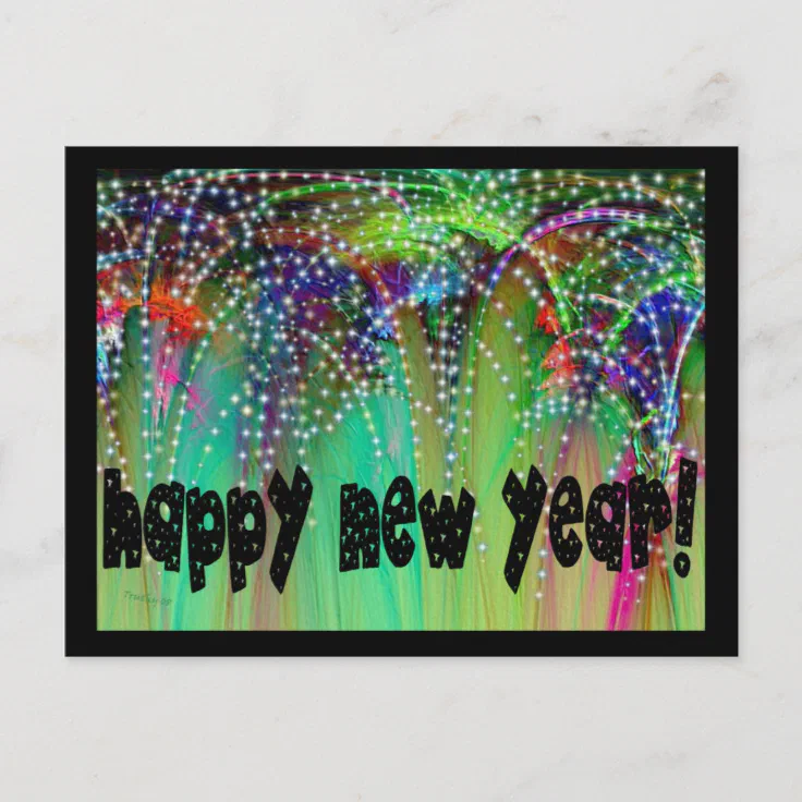 FIREWORKS ~ HAPPY NEW YEAR! HOLIDAY POSTCARD | Zazzle