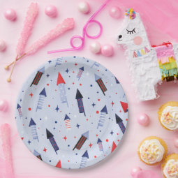 Fireworks July 4th Paper Plates | Zazzle