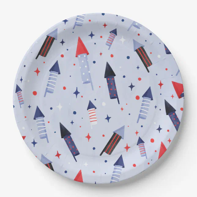 Fireworks July 4th Paper Plates | Zazzle