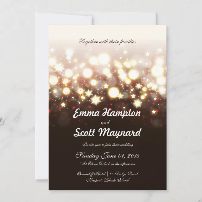 Fireworks lights and stars classic wedding invite | Zazzle
