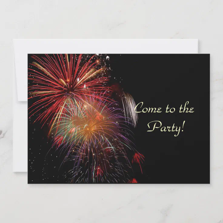 Fireworks New Years Eve Party Invitation Cards | Zazzle