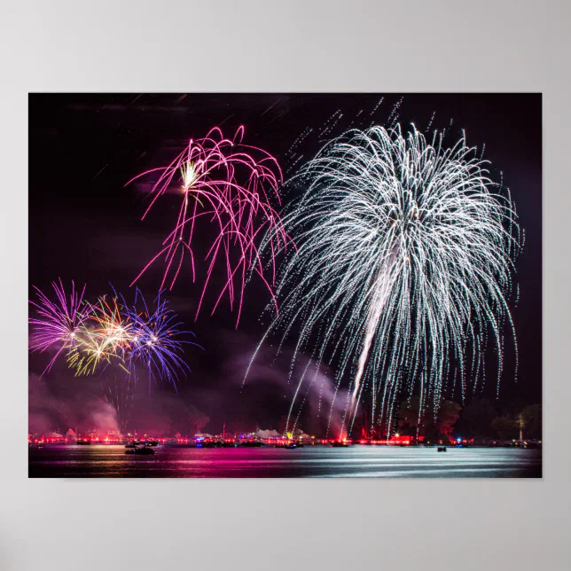Fireworks on the Lake Poster | Zazzle