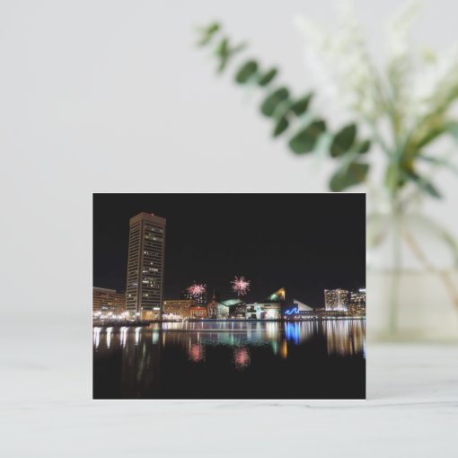Fireworks over Downtown Baltimore Postcard | Zazzle