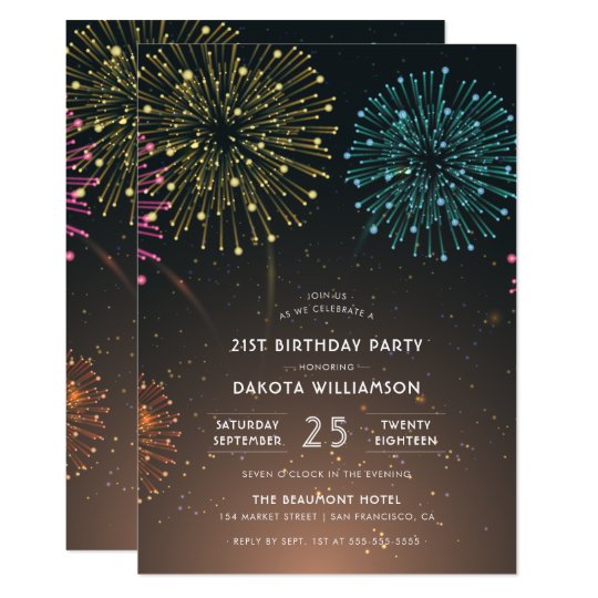 Fireworks Party | Modern Typography Birthday Party Invitation | Zazzle.com