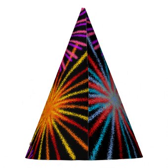 Fireworks + Rainbow Spectrum "HAPPY NEW YEAR!" Party Hat | Zazzle