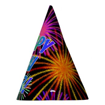 Fireworks + Rainbow Spectrum "HAPPY NEW YEAR!" Party Hat | Zazzle