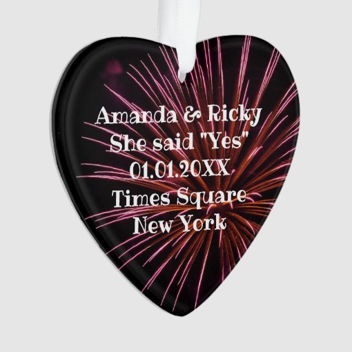 Fireworks She Said Yes Heart Shaped Photo Ornament | Zazzle