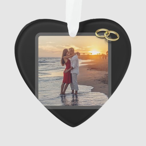 Fireworks She Said Yes Heart Shaped Photo Ornament | Zazzle