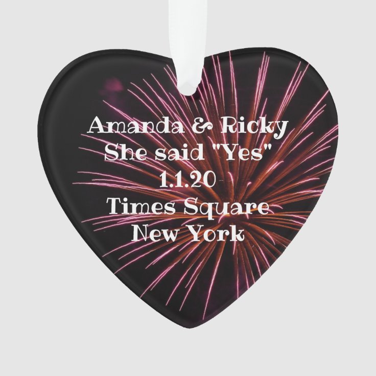 Fireworks She Said Yes Heart Shaped Photo Ornament | Zazzle