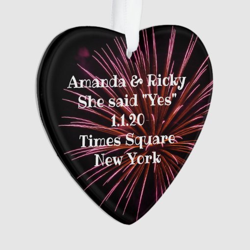 Fireworks She Said Yes Heart Shaped Photo Ornament | Zazzle