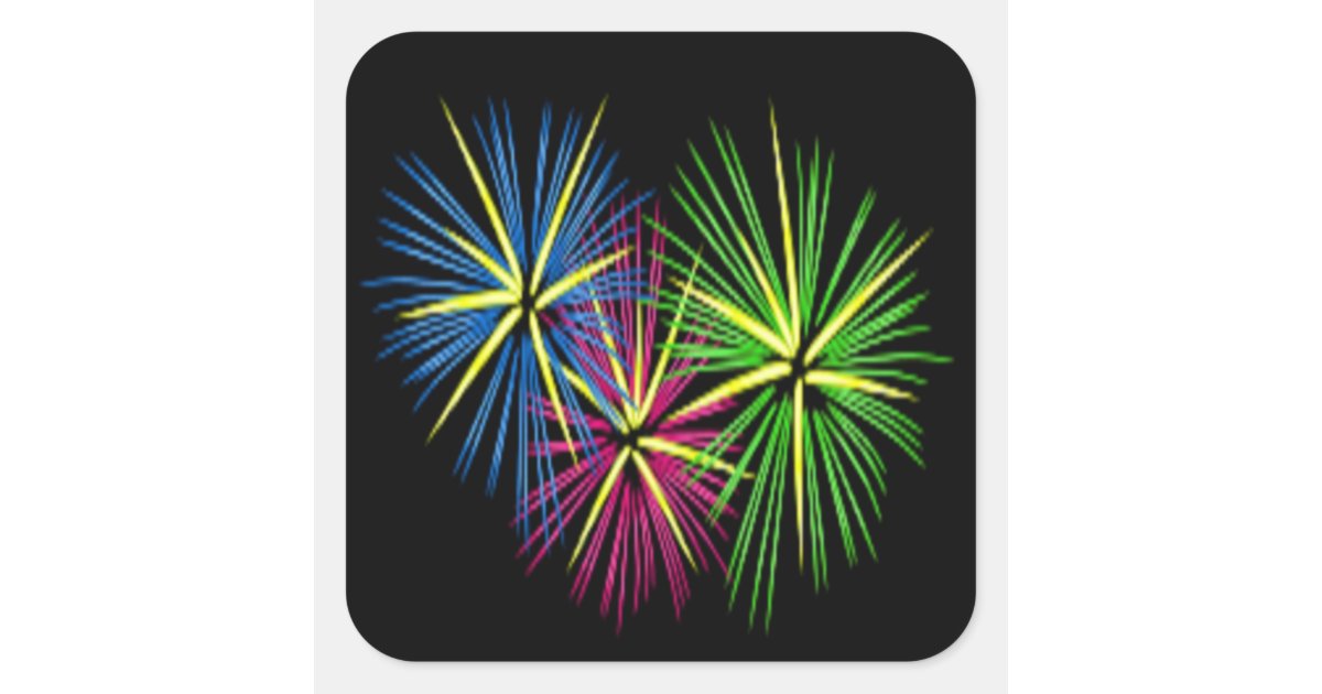 FIREWORKS SQUARE STICKER | Zazzle