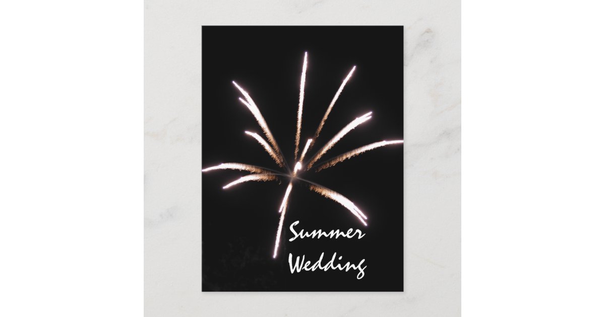 Fireworks Summer Wedding Announcement Postcard | Zazzle