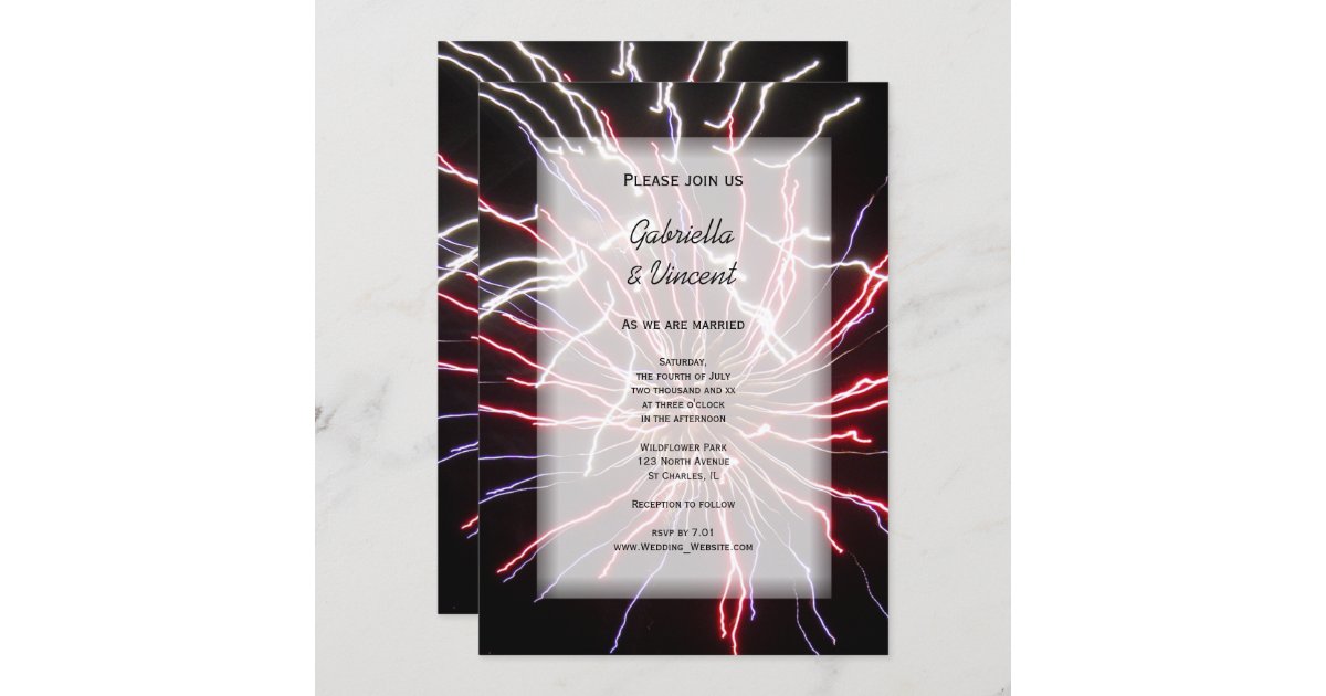 Fireworks Summer Wedding Invitation | Zazzle