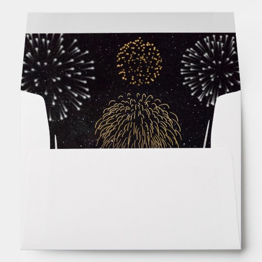 Fireworks Themed Black Gold Silver Wedding Envelope | Zazzle.com